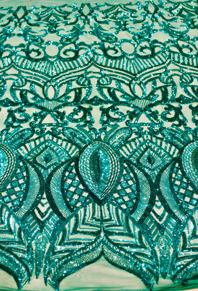 4 WAY STRETCH SEQUIN FISHTAIL PATTERN – VADIMFABRICS