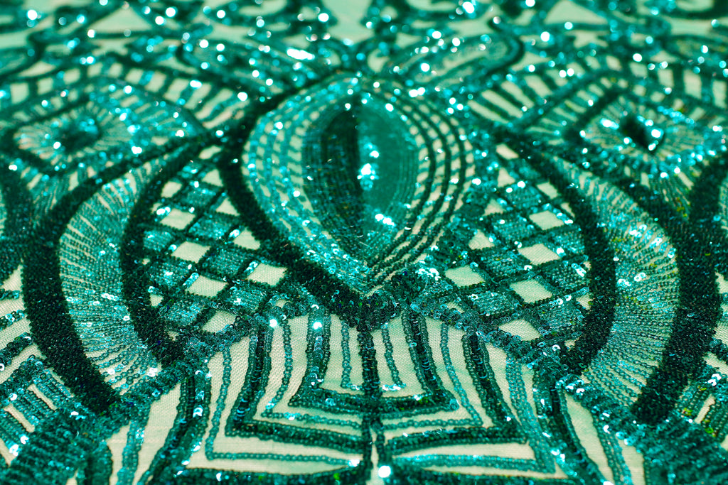 4 WAY STRETCH SEQUIN FISHTAIL PATTERN – VADIMFABRICS