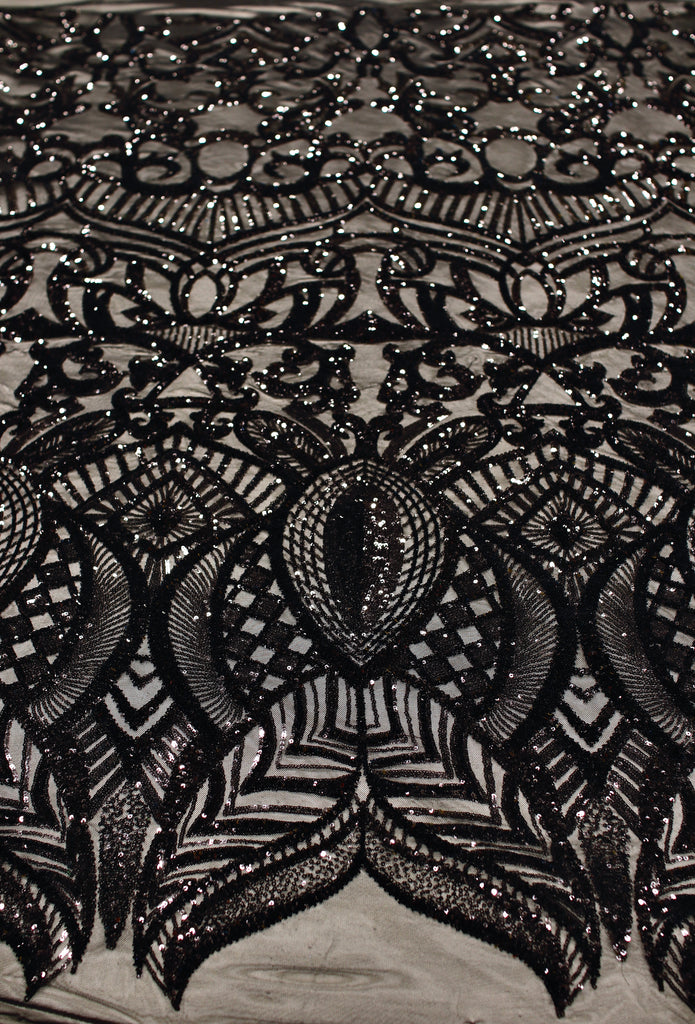 4 WAY STRETCH SEQUIN FISHTAIL PATTERN – VADIMFABRICS